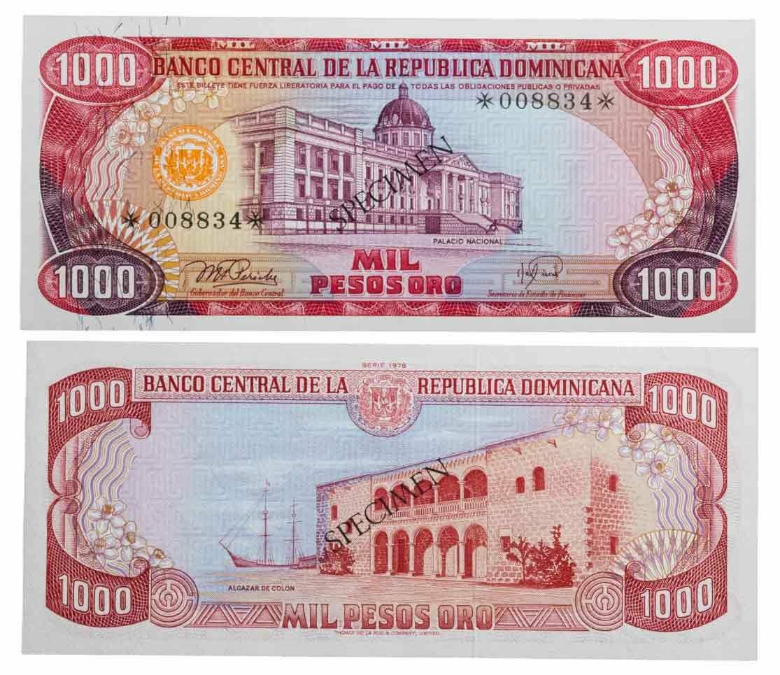 Доминиканская республика образец specimen 1000 песо 1978 Pick 124