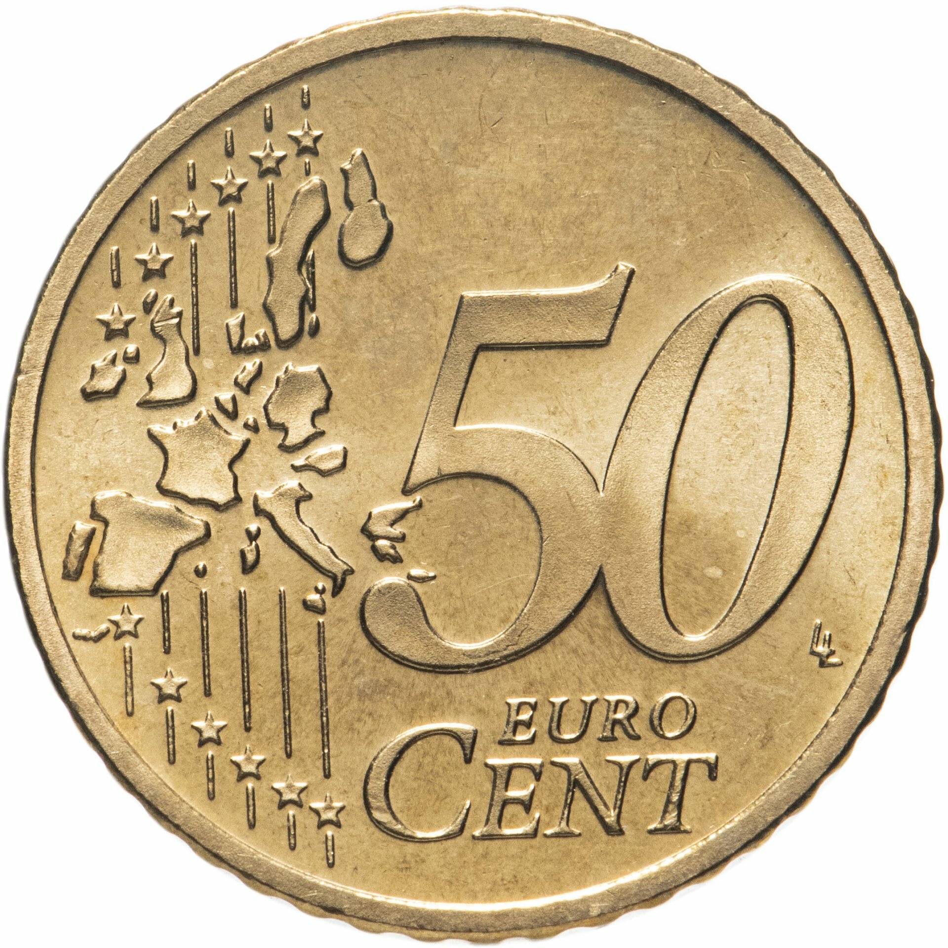 Германия 50 евроцентов cents 2002 A знак монетного двора: "A" - Берлин, Латунь, в сохранности UNC