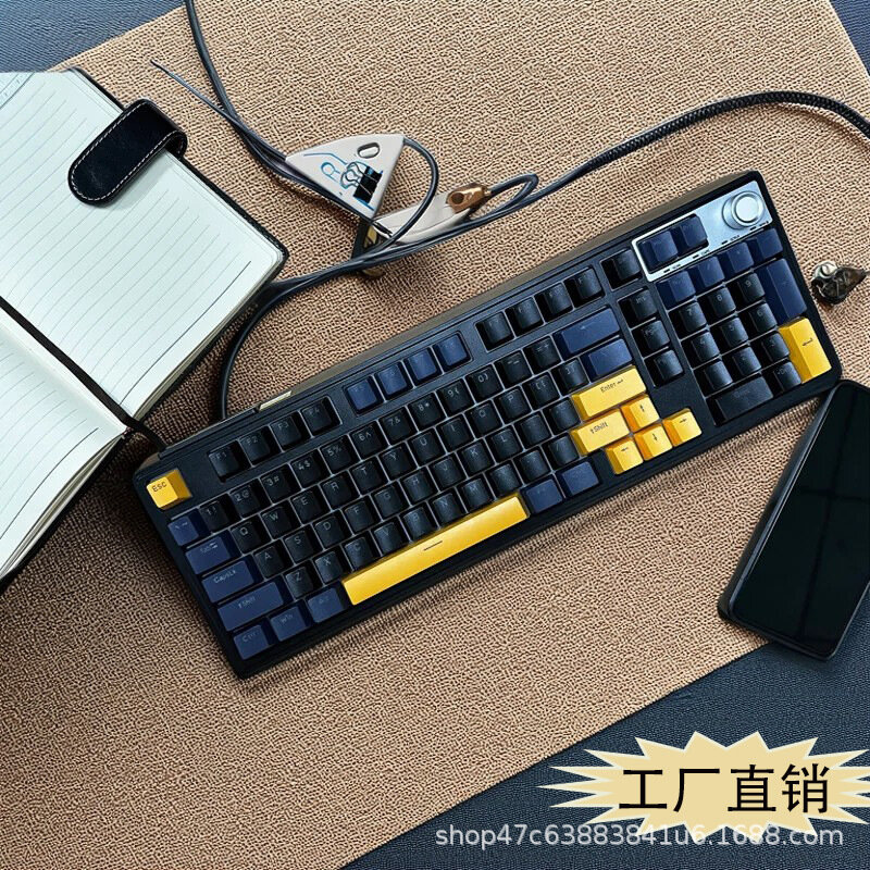 H102 Механическая клавиатура 3-режимная RGB-подсветка переключатель Blue черно-красно-желтый триплет