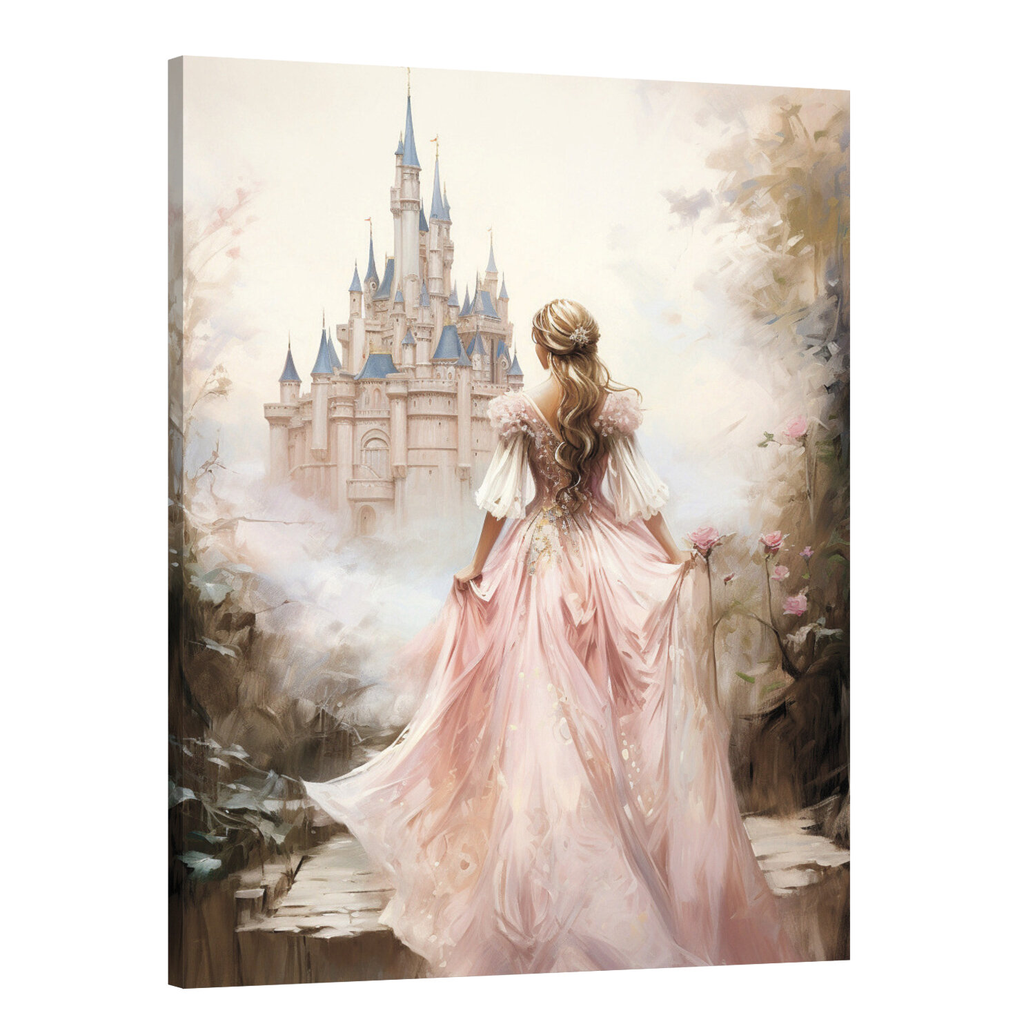 Интерьерная картина 50х70 "Принцесса на фоне замка"