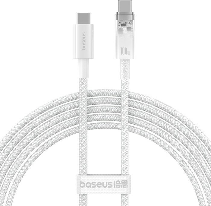 Кабель Baseus P10319703221-00 Explorer Series Fast Charging Cable Type-C to Type-C 100W 1m Stellar White