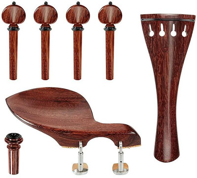 Viola accessory set Acura Meister Preciso AS-ASGRL452 - Preciso grade viola accessory set of rosewood with ebony trim. Hill pegs, tailpiece of round design, Guarneri chin rest with English mount and inSight end pin.