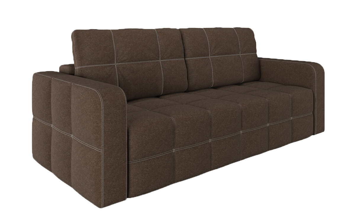 Диван Денди прямой, механизм еврокнижка, обивка рогожка Жатка коричневая