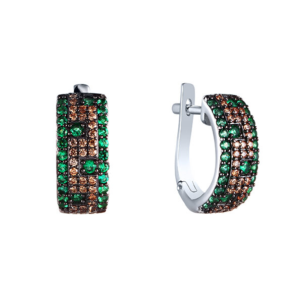 Серьги, серебро, 925 проба, фианит