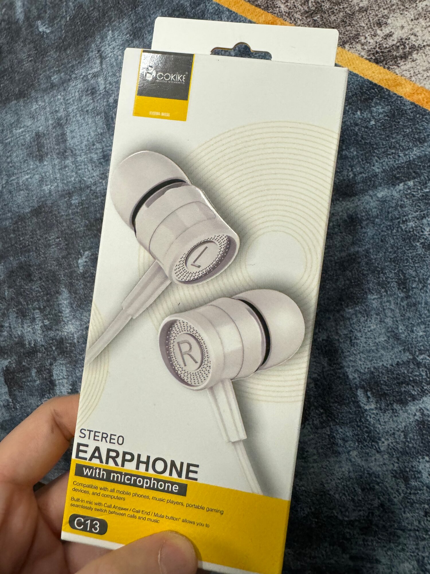 Проводные наушники капельки с микрофоном Cokike C13 (116 Дцб / 130см / 32 Ом) разъем 3.5мм для старых телефонов