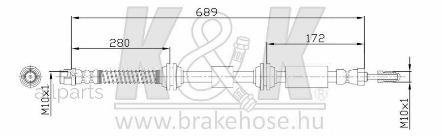 K&K FT0120 Шланг тормозной VOLKSWAGEN Touareg (7LA 7L6 7L7) 6.0 V12 03.05-