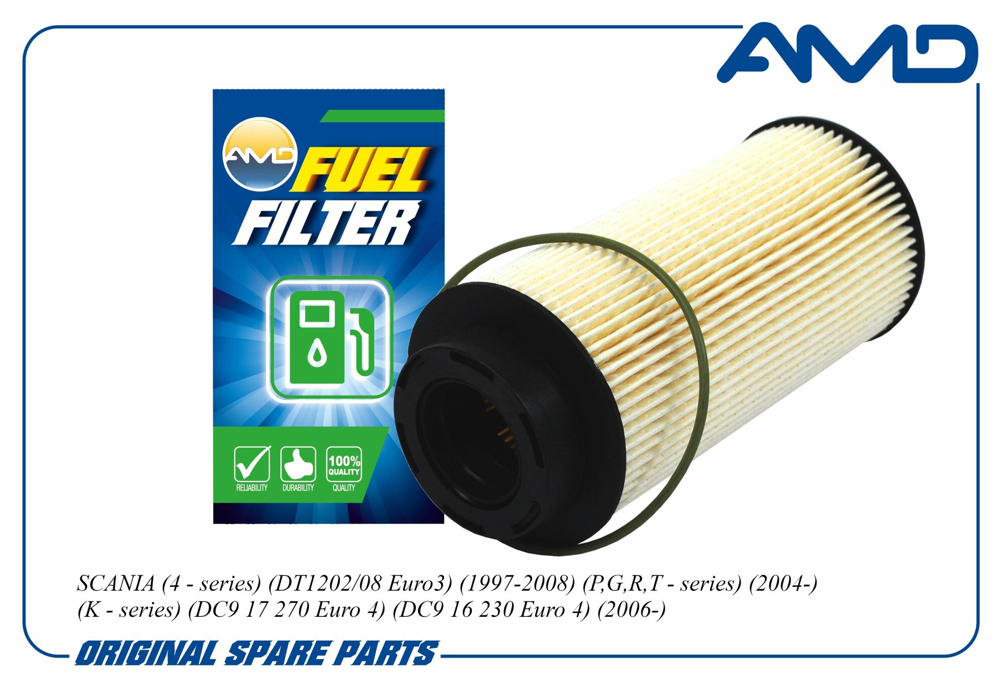 Фильтр топливный AMD. FF342 1873016 для SCANIA, бумажный, 1 шт