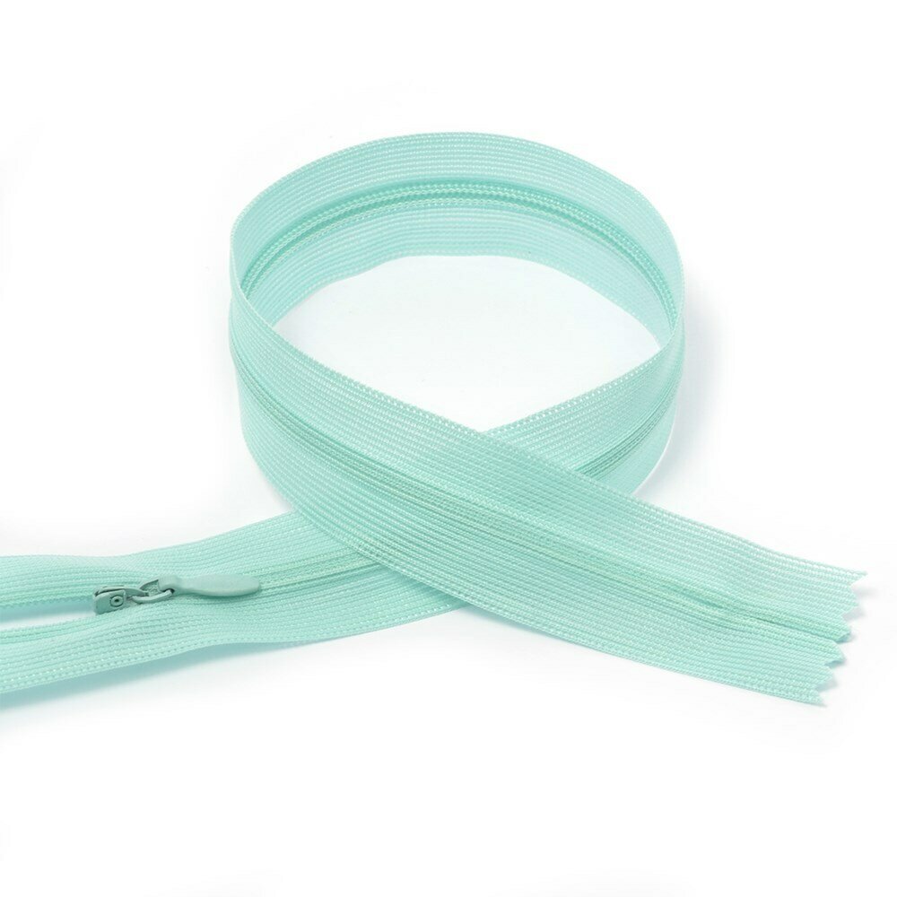 Молния пластиковая потайная 20см н/р цв.201 бирюзовый (10 штук)