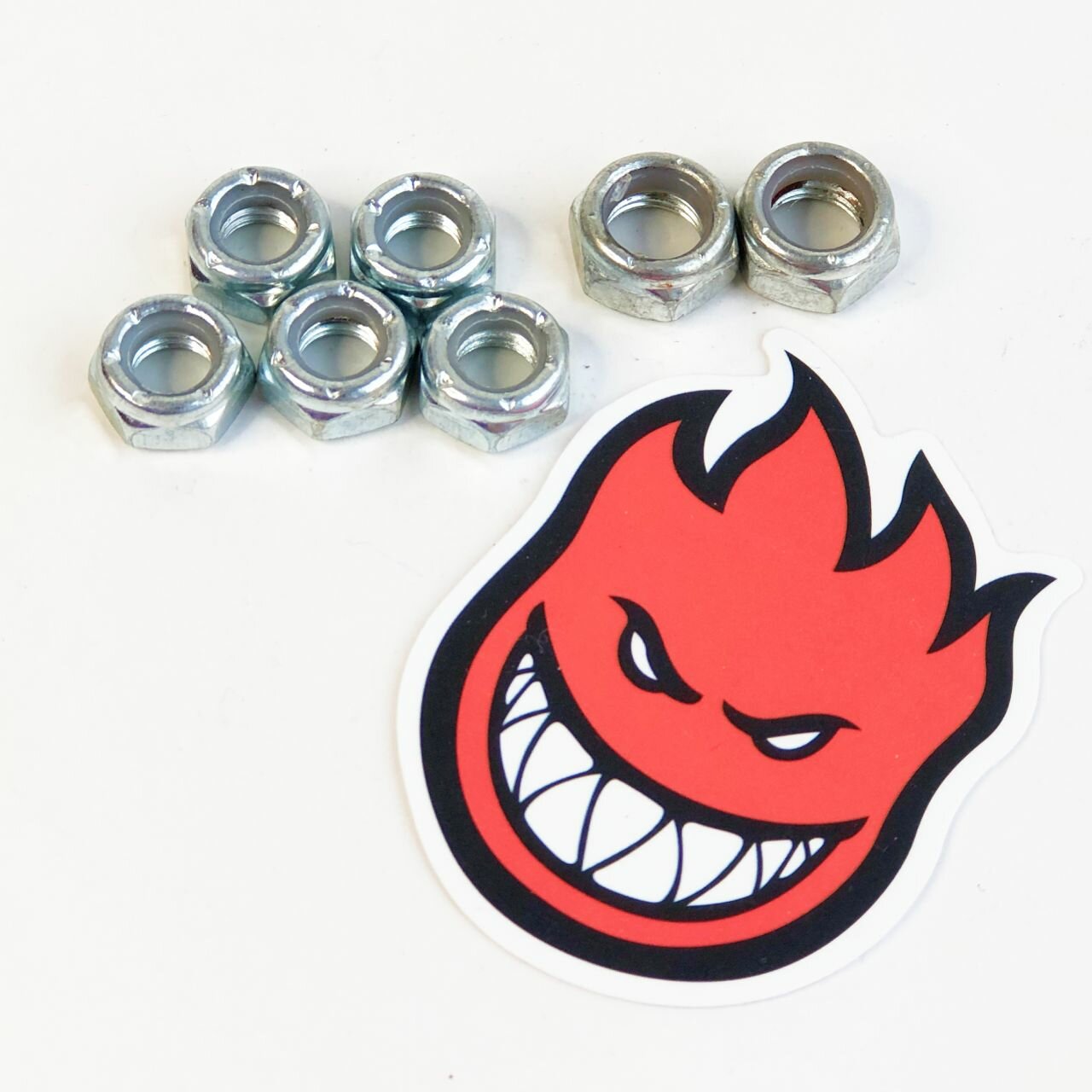 Гайки на ось и кингпин серебристые (оси 4 штуки + 1 в подарок, пины 2) для скейтборда, лонгборда, круизера, пенни борда, самоката