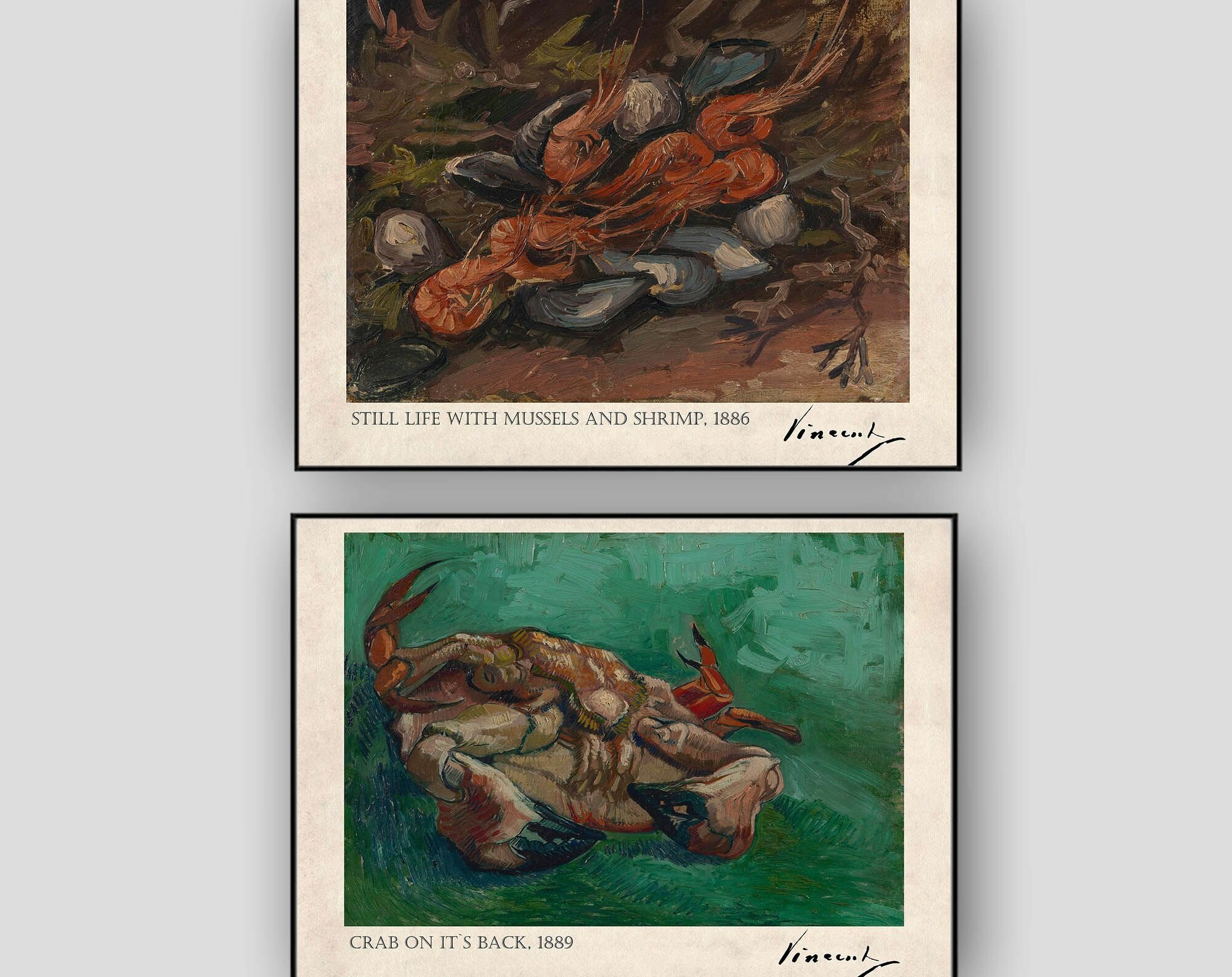 Набор постеров Краб, креветки и мидии Винсент Ван Гог, размер A2, без рамы