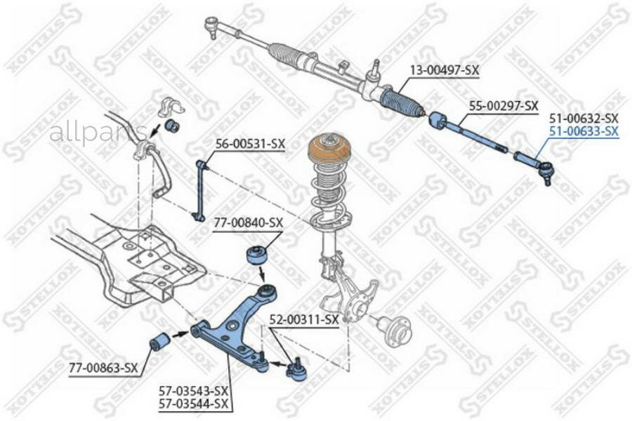 STELLOX 5100633SX наконечник рулевой правый!\ Opel Corsa, Fiat Punto 06>