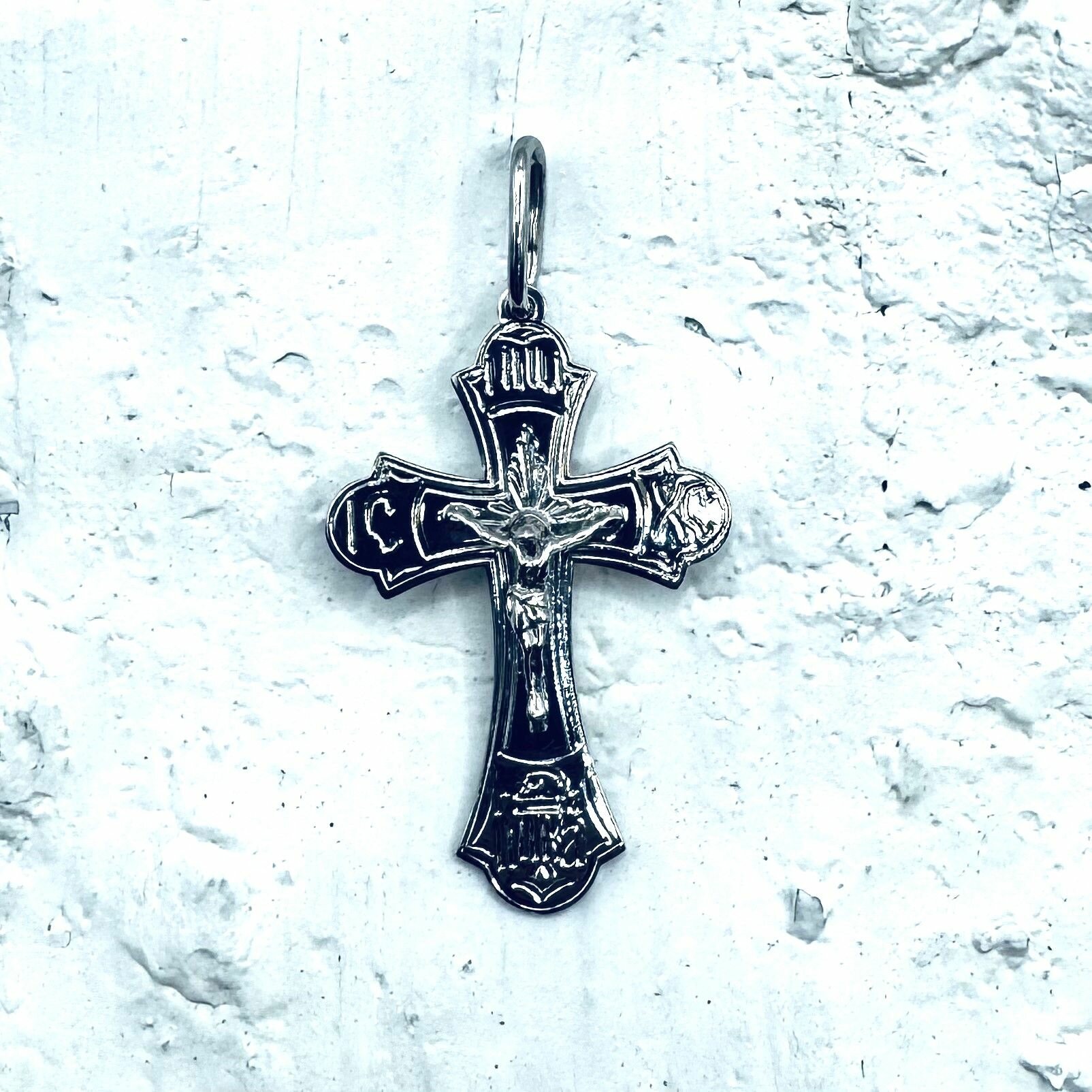 Крестик, серебро, 925 проба, родирование