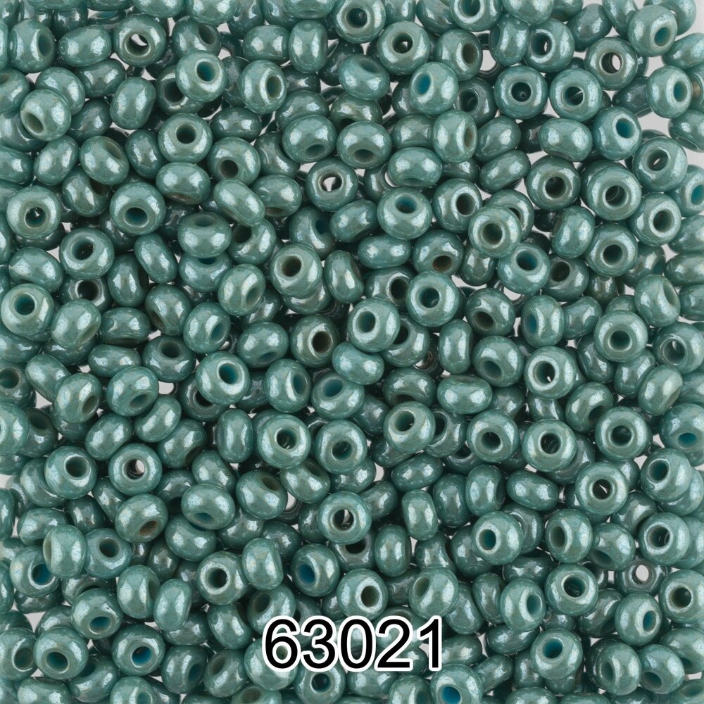 Бисер круглый PRECIOSA Чехия, 10/0, 2,3 мм, 500 г, цвет 63021, ф463 серо-зеленый