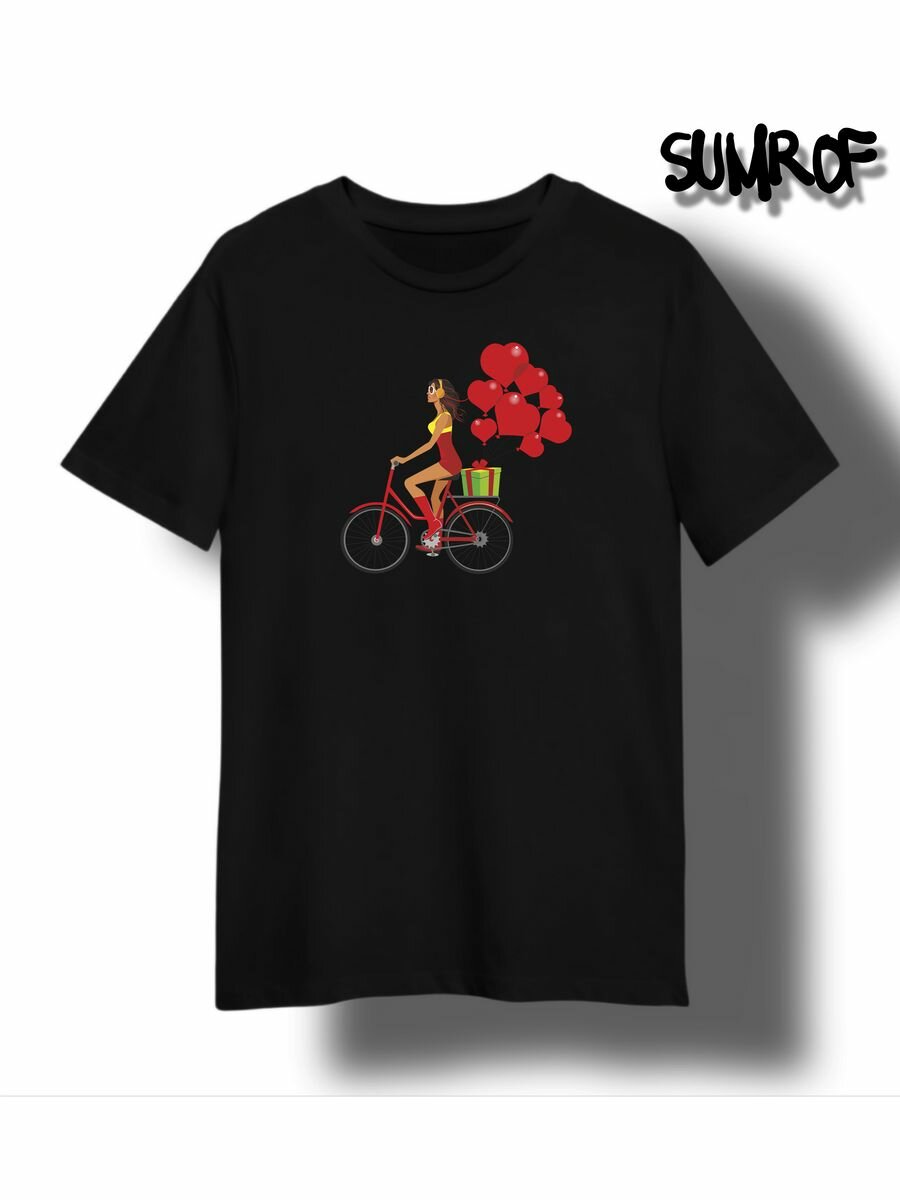 Футболка девушка на велосипеде сердце