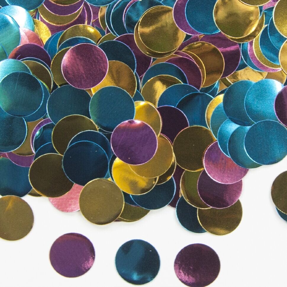 Конфетти фольга Круг, Праздничный микс, Металлик, 1 см, 50 г.