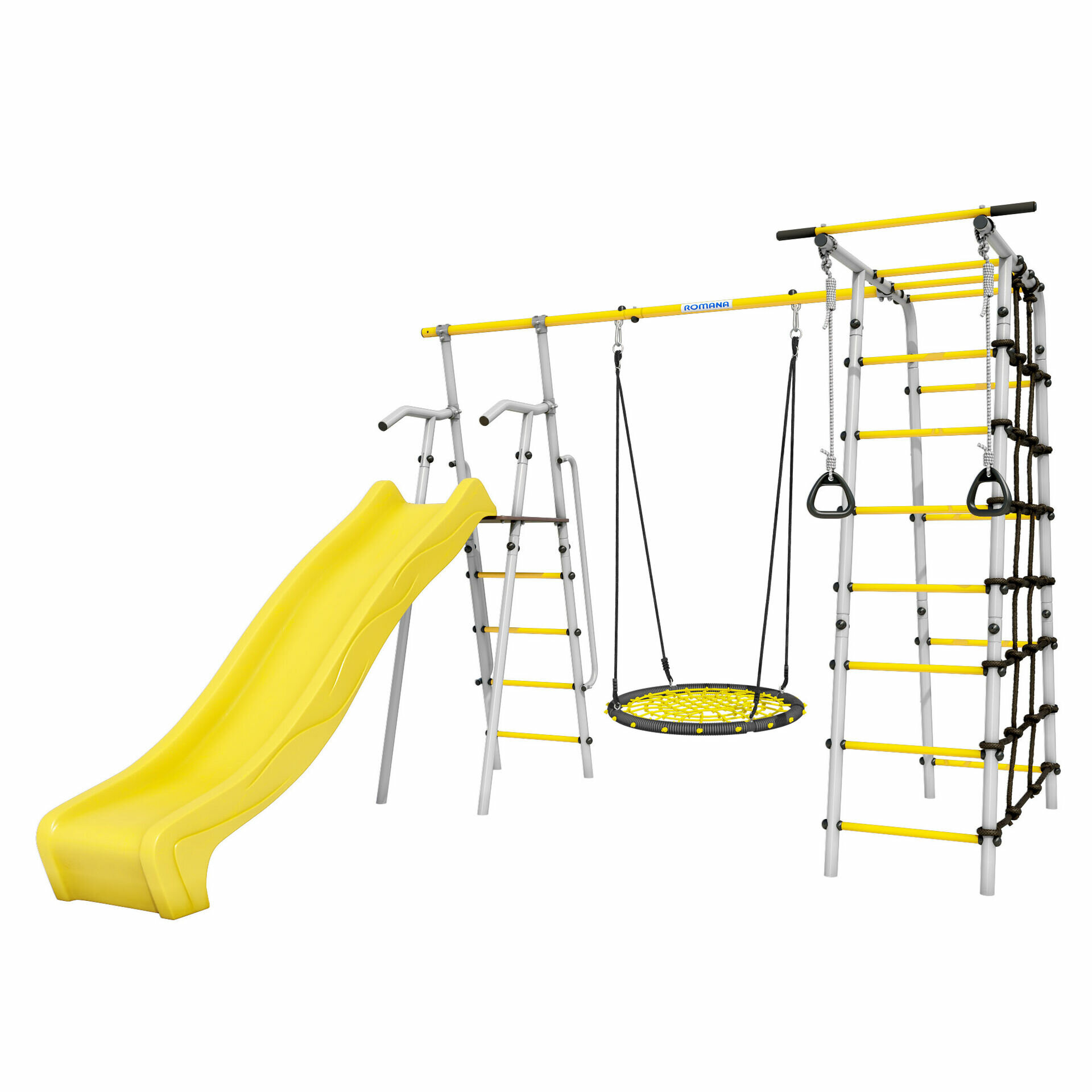 Спортивно-игровой комплекс Romana "Богатырь MAX", качели гнездо 103.07.07, 80 см, серый/жёлтый