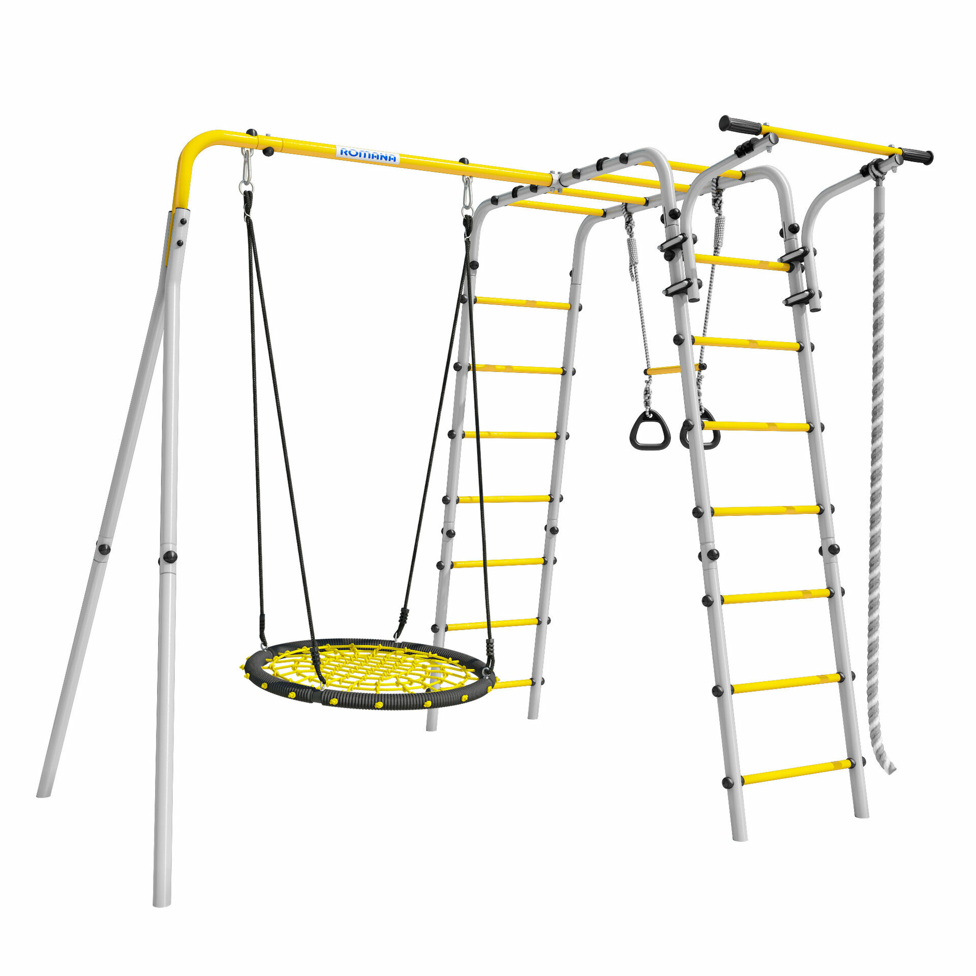 Спортивно-игровой комплекс Romana "Весёлая лужайка-2", качели гнездо R 103.25.04, 80 см, серый/жёлтый