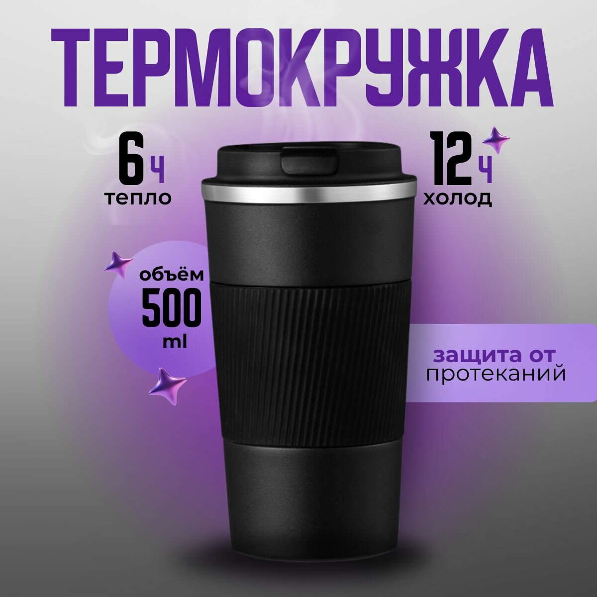 Автомобильная термокружка мужская и женская для чая и кофе, термостакан в машину с крышкой для горячих напитков