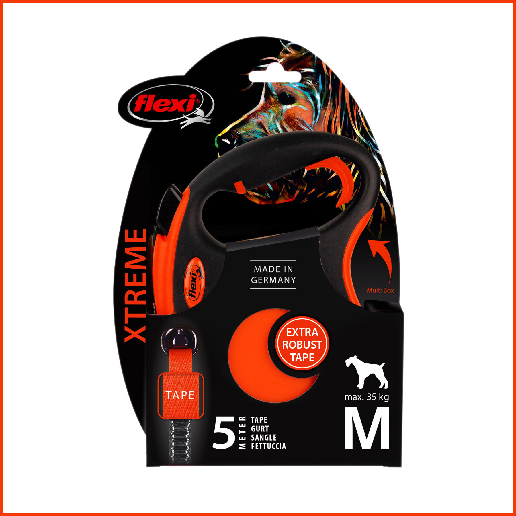 Поводок-рулетка Flexi Xtreme "Флекси Экстрим" М 5 м до 35 кг, черно-оранжевый
