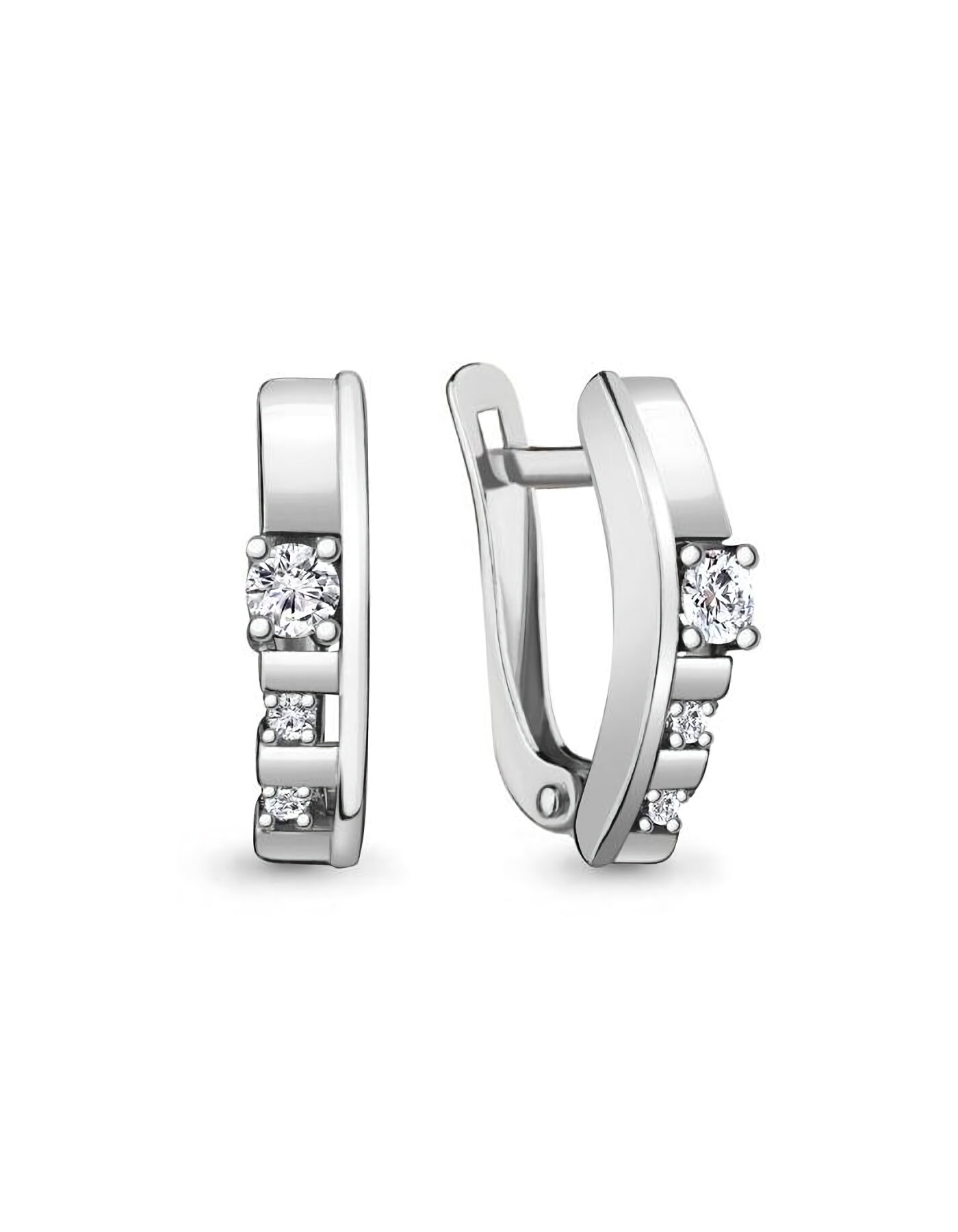Серьги, серебро, 925 проба, родирование, фианит