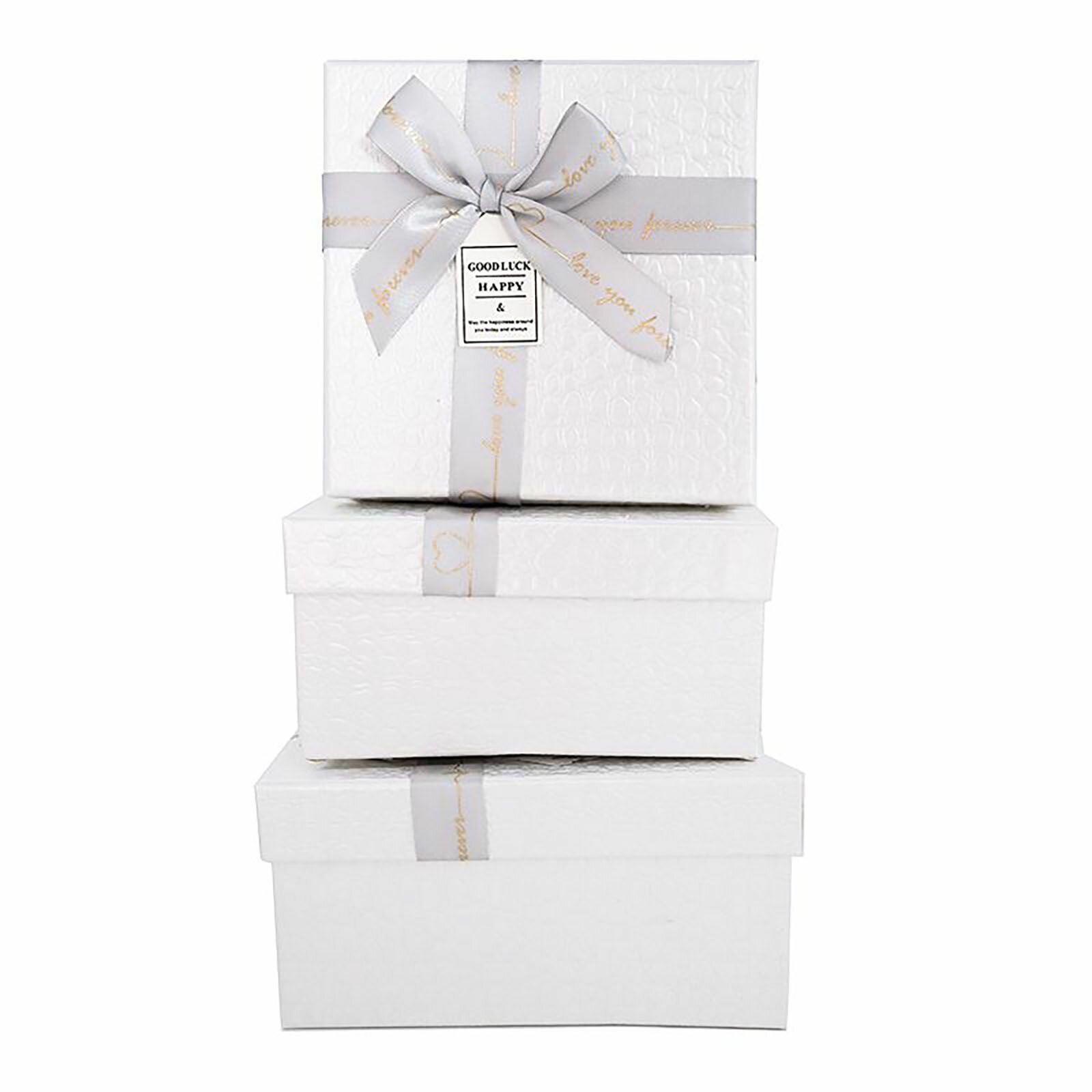 Набор подарочных коробок 3 в 1 "Тиснение. Квадрат", Белый / 3 шт.