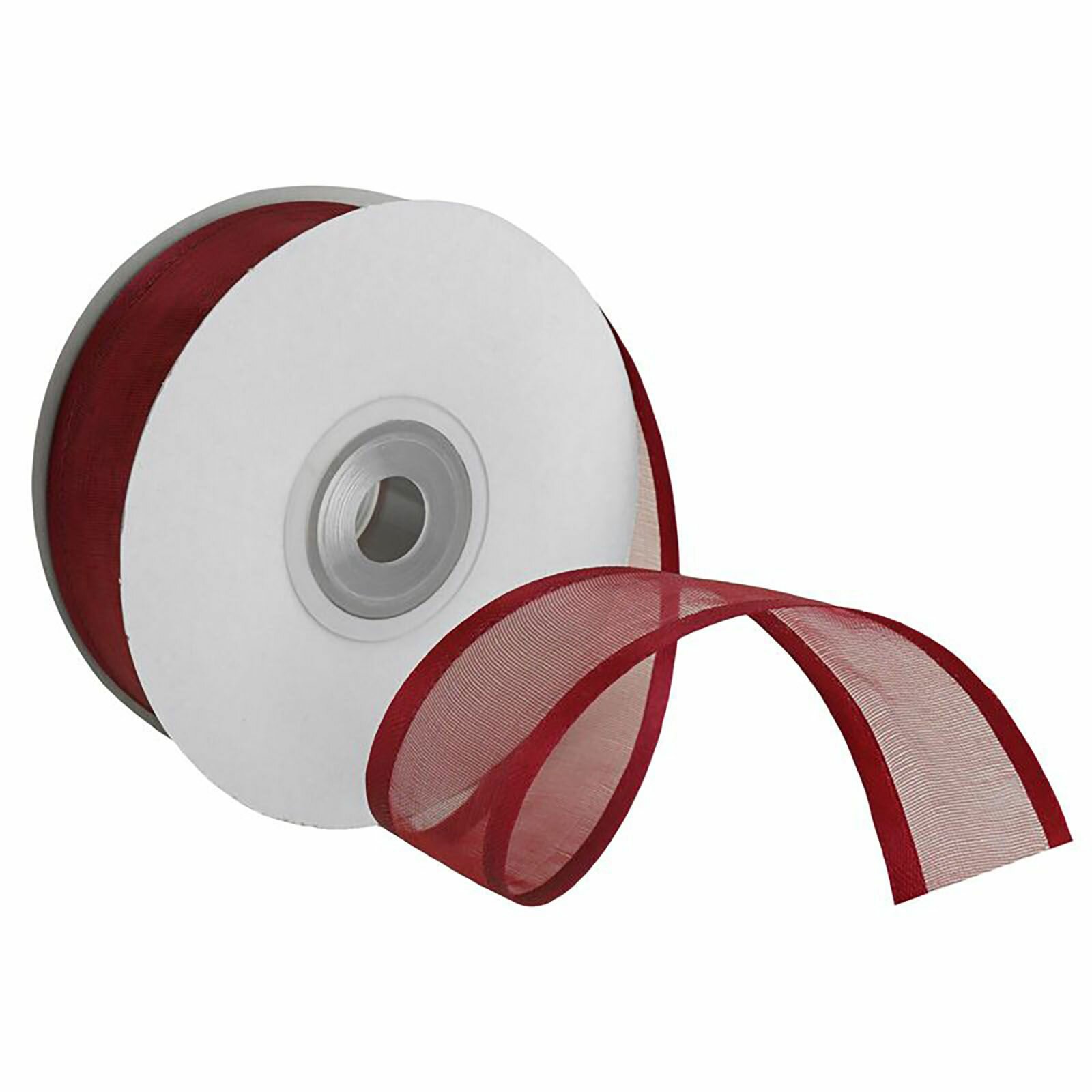 Лента Полосы Атлас и органза Бордовый / 2,5 см * 22,85 м / Браво