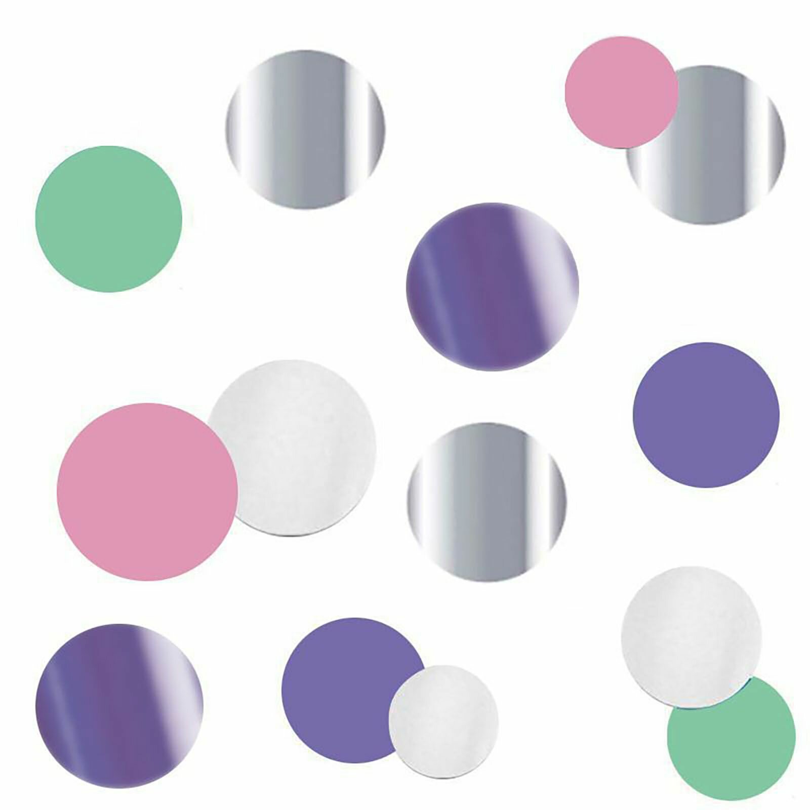 Конфетти "Круги Микс" Макаронс фольгированные, бумажные / 25 мм / 30 г.