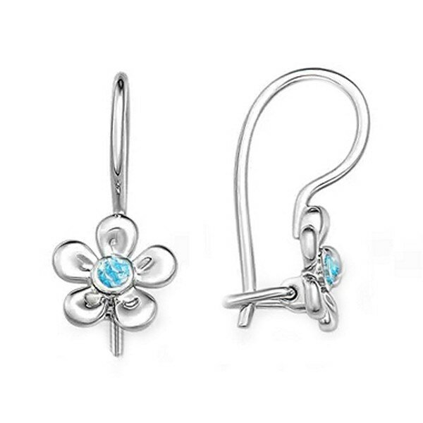 Серьги, серебро, 925 проба, родирование, фианит