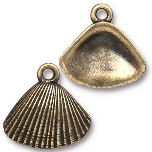 Подвеска, 18.5х18мм, TierraCast, ракушка, базовый материал - оловянный сплав, бронзовая с чернением, 1 шт.