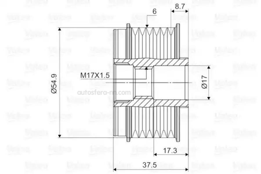 VALEO 588087 Обгонный шкив генератора CITROEN C CROSSER, MITSUBISHI ASX, LANCER, OUTLANDER, PEUGEOT 4007