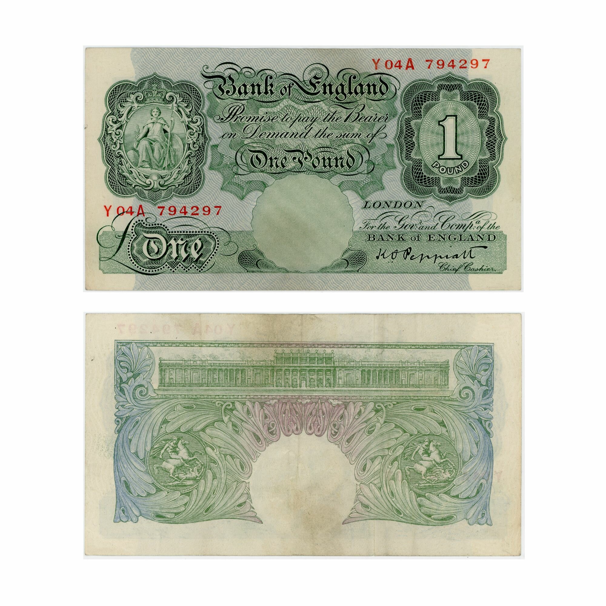 Банкнота Великобритания 1 фунт ONE POUND 1948 год Very Fine (VF) Pick 363