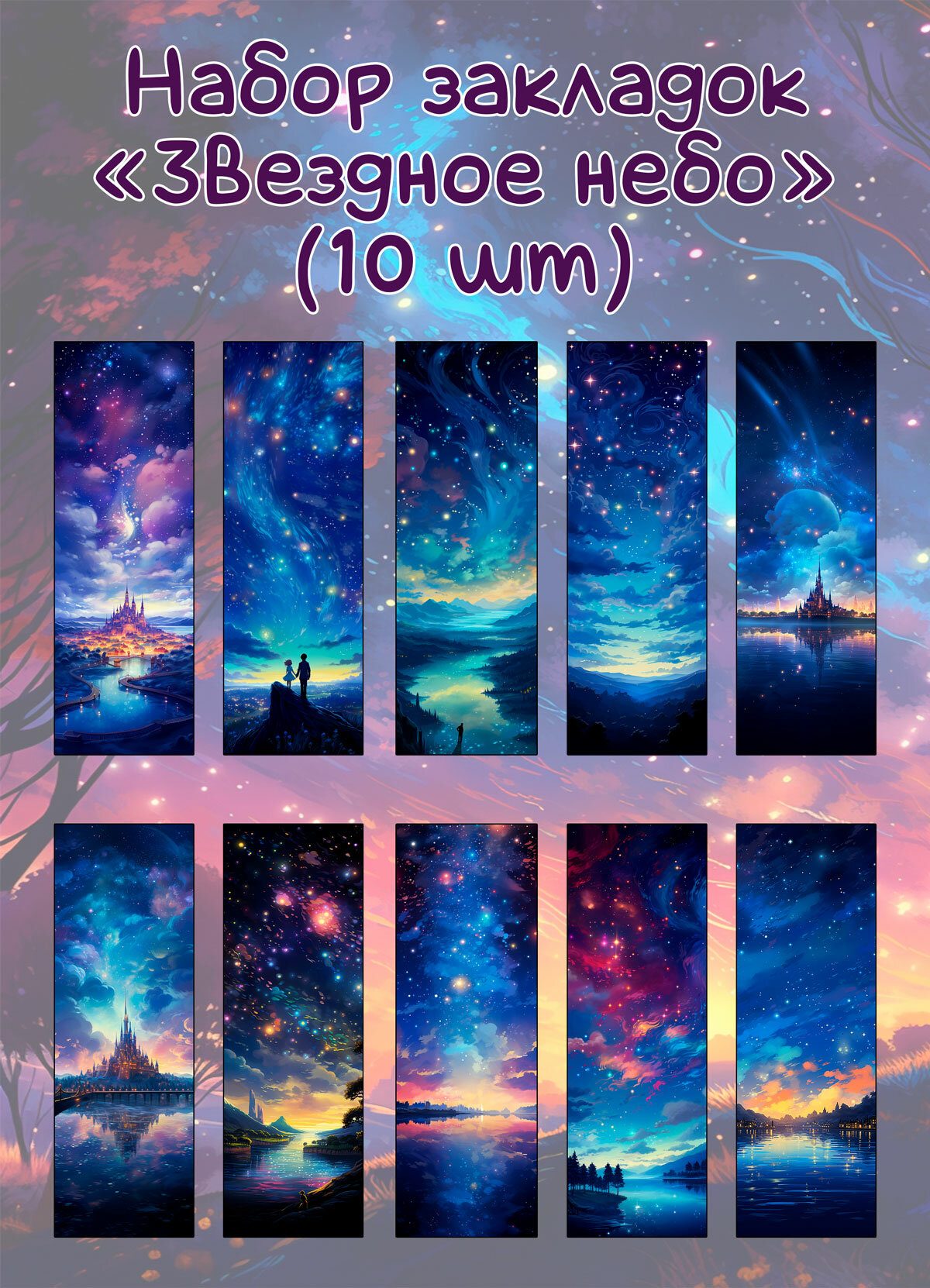 Набор закладок "Звездное небо" (размер 5 x 15 см)
