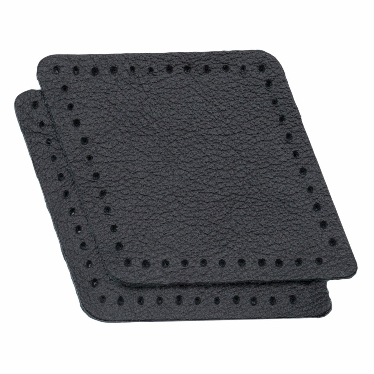 Заплатки на одежду пришивные кожаные ромб 6*8,4см с перфорацией, 2шт, 100% кожа (01 черный), 9115