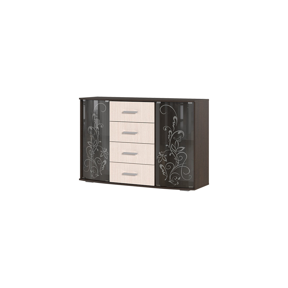 Комод для одежды в спальню К-7 130,0х87,6х43,6 см, венге/дуб белфорд