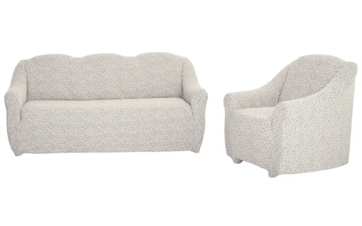 Жаккардовый чехол на трехместный диван без оборки и 1 кресло, Жаккардовые чехлы Venera