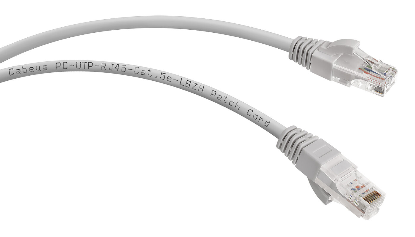 Cabeus Патч-корд UTP 5e кат. Cabeus PC-UTP-RJ45-Cat.5e-0.3m-LSZH с разъемами RJ-45 (0.3м), серый