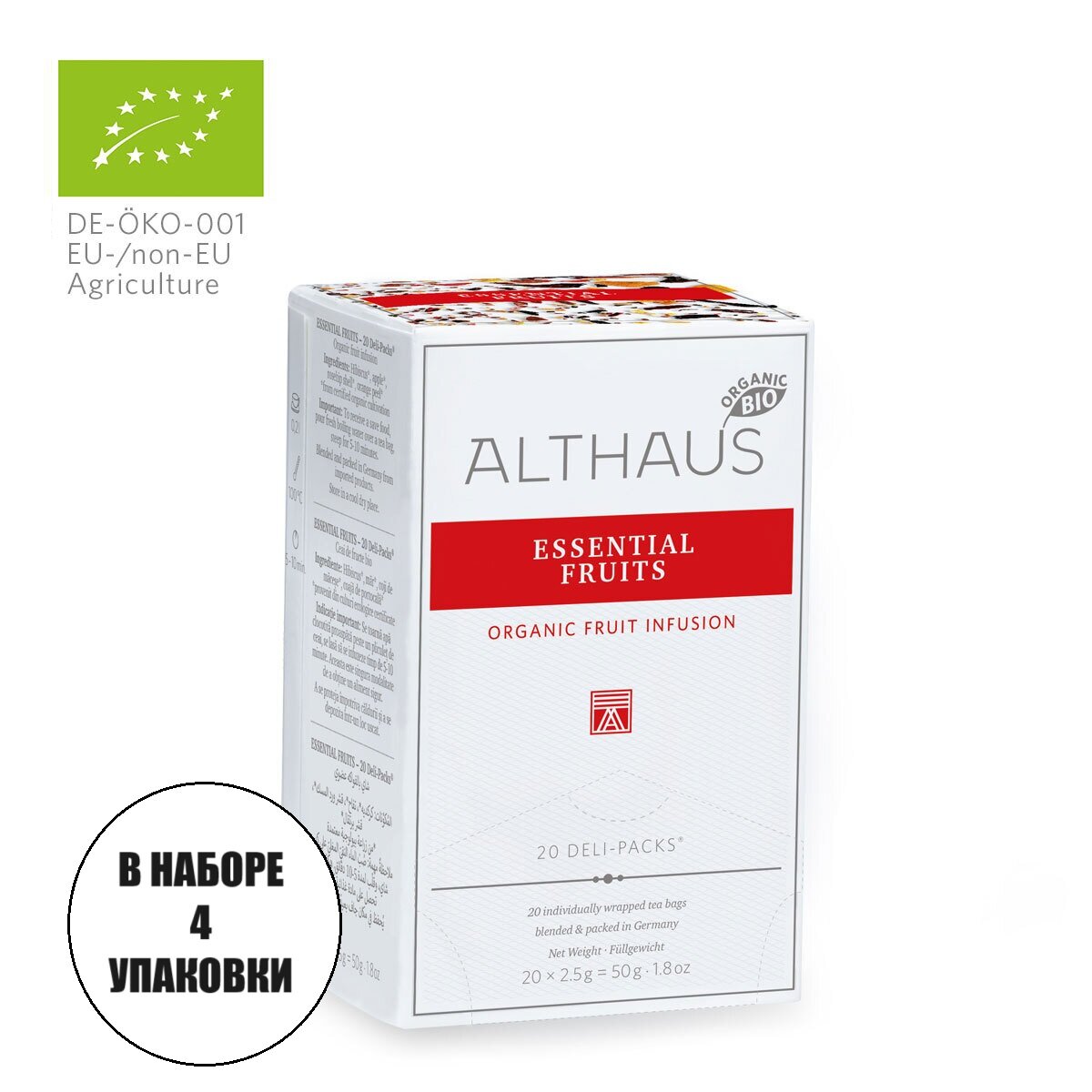 Набор Чай Althaus Deli-Pack Фруктовое Искушение / Essential Fruits, 4 х 20 пакетиков