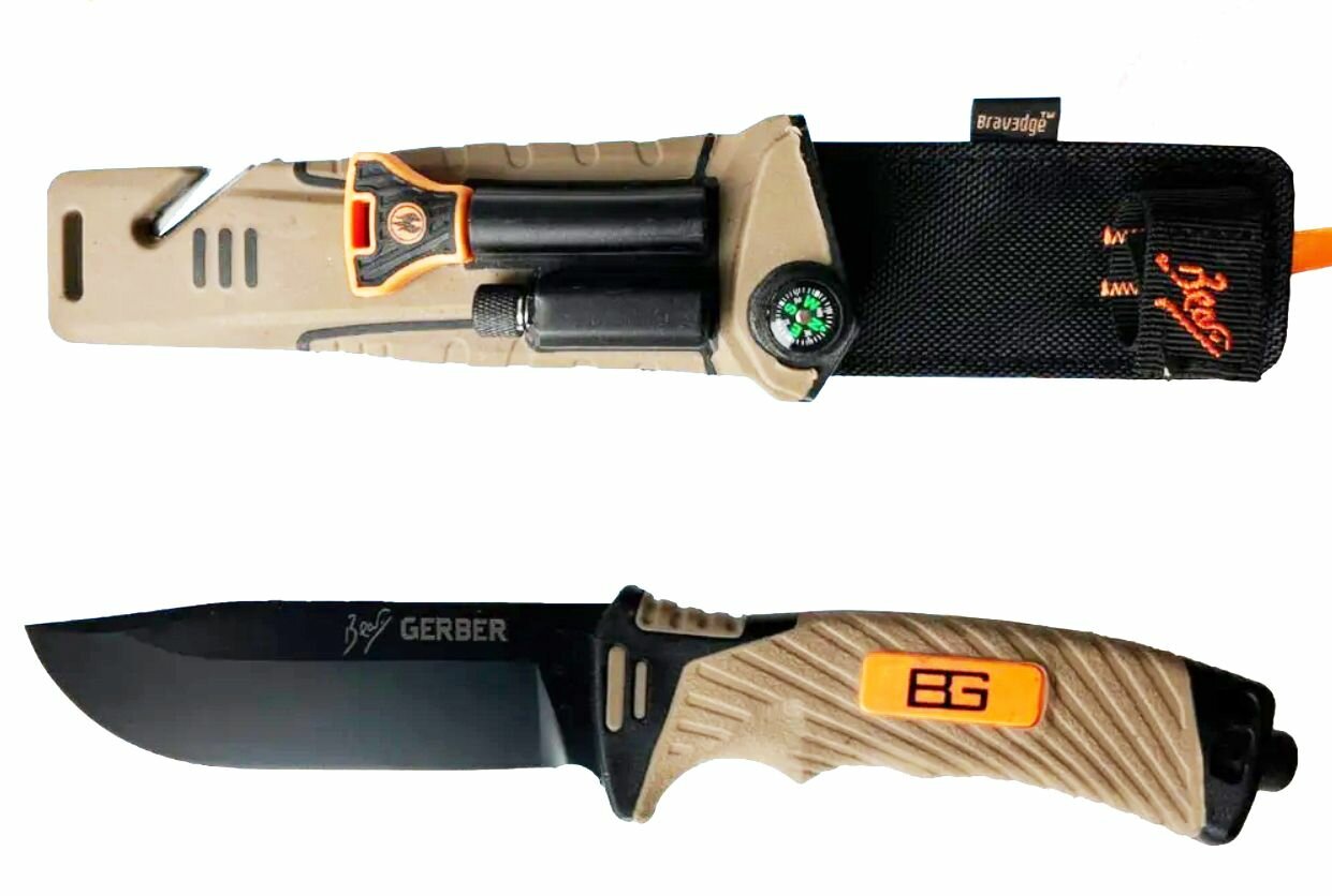 Нож походный Gerber с точилкой и фонариком в ножнах