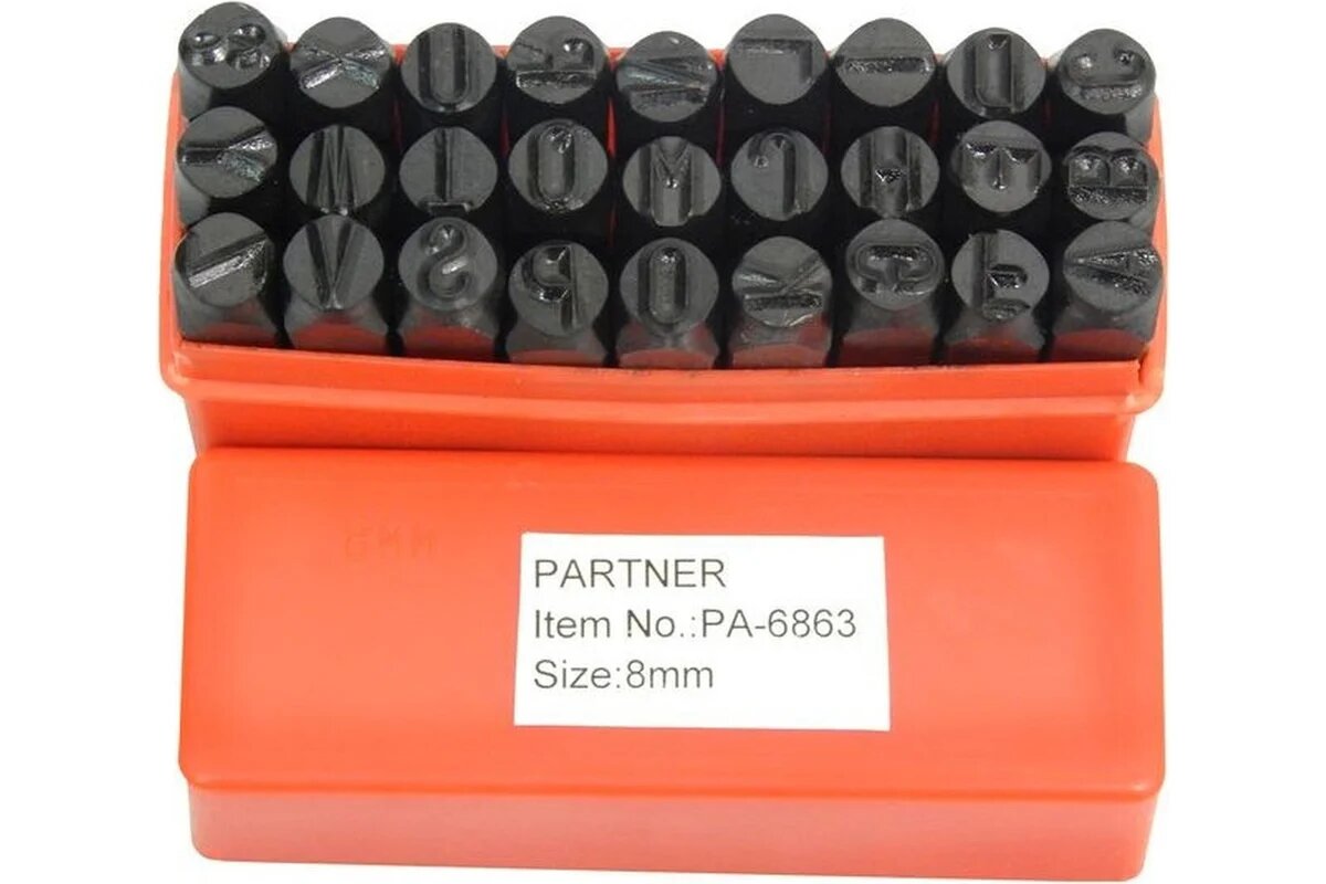 Partner 8 мм набор латинских штампов в пластиковом футляре, 27 предметов PA-6863-8(8112)