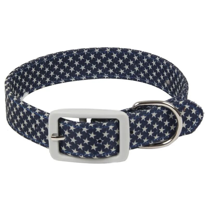 Ошейник тканевый для небольших собак "Звездочки" Triol, синий, ширина 16 мм, размер S (обхват шеи 26-35 см)
