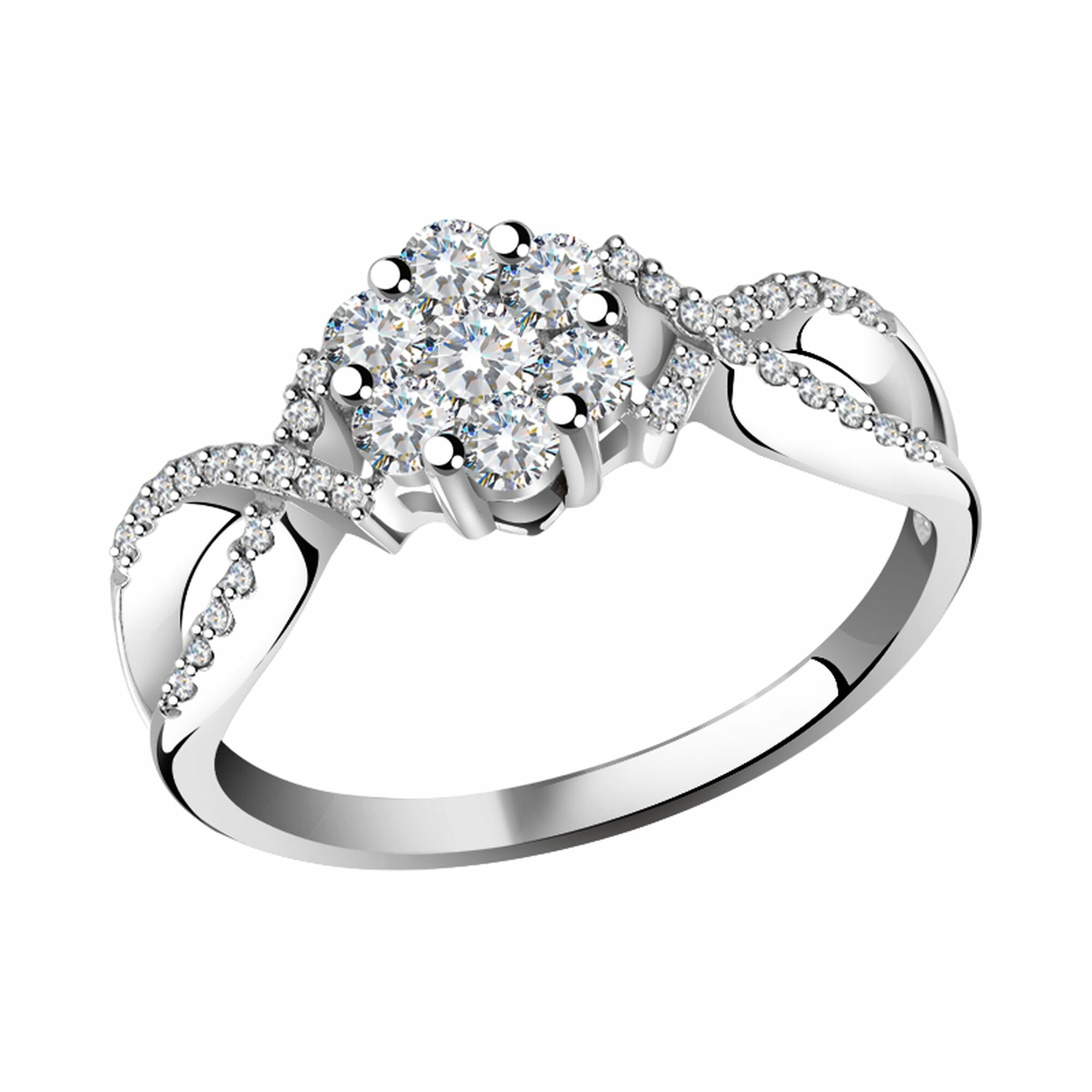 Кольцо, белое золото, 585 проба, бриллиант