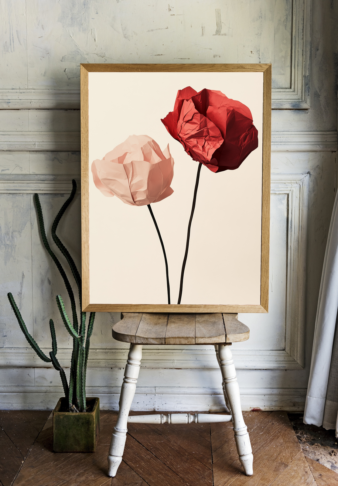 Постер "Два бумажных цветка" 40x50 без рамы