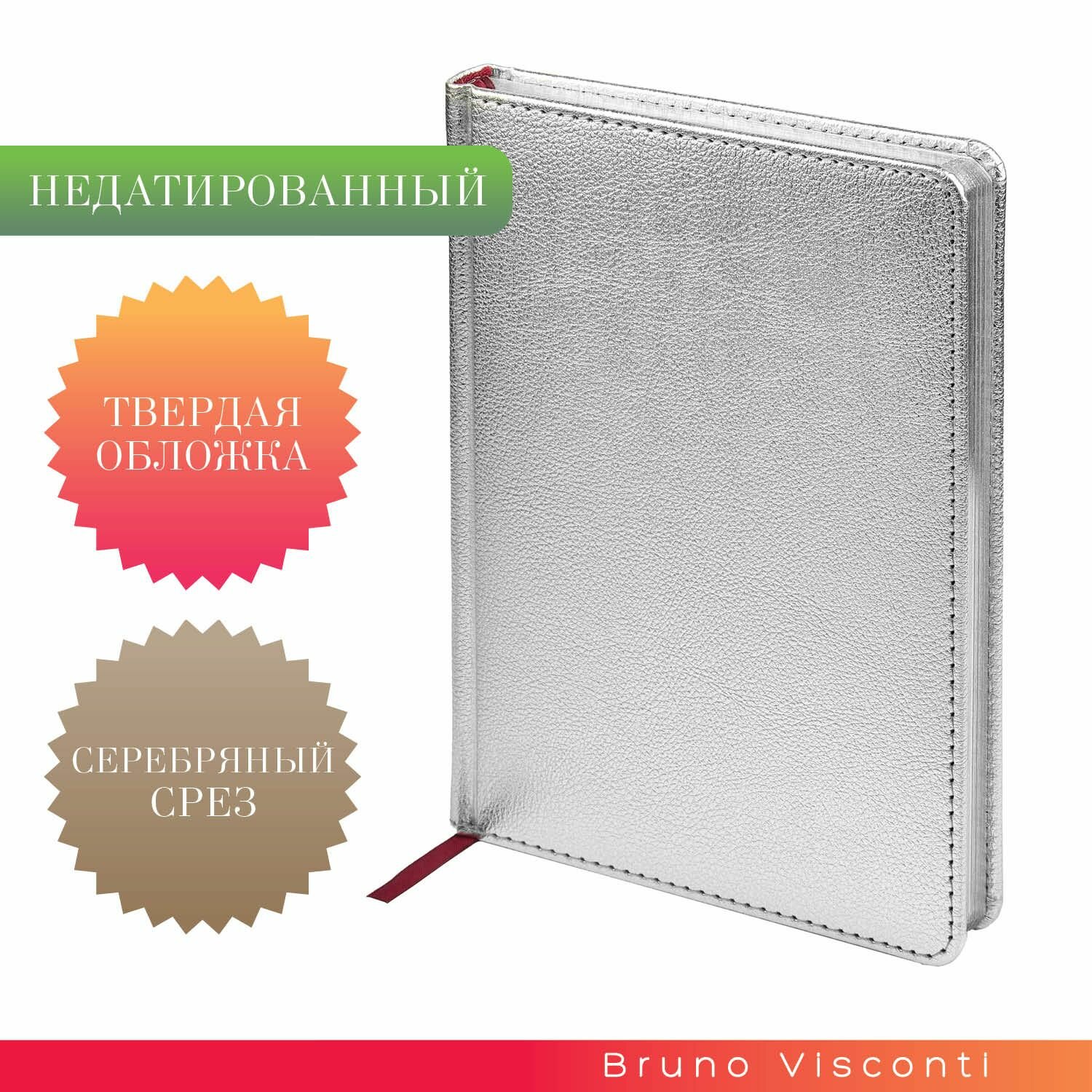 Блокнот для записей Bruno Visconti "SIDNEY NEBRASKA" серый с серебряным обрезом, планер ежедневник недатированный а5 / записная книжка мужская арт.3-128/10