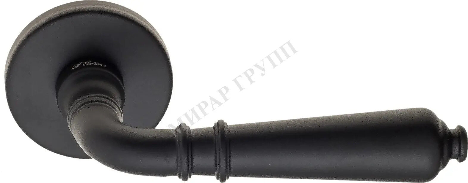 Дверная ручка Fratelli "TOSCANA" 7.7 на круглой розетке черный