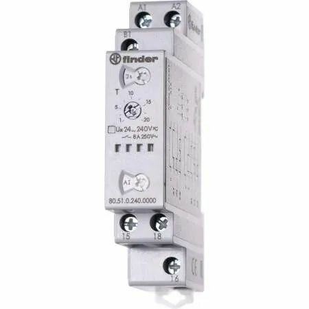 80.51.0.240.0000 Модульное многофункциональное реле времени; функции: AI, DI, SW, BE, CE, DE; 1 перекидной контакт 8А ( 24-240В AC/DC) Finder