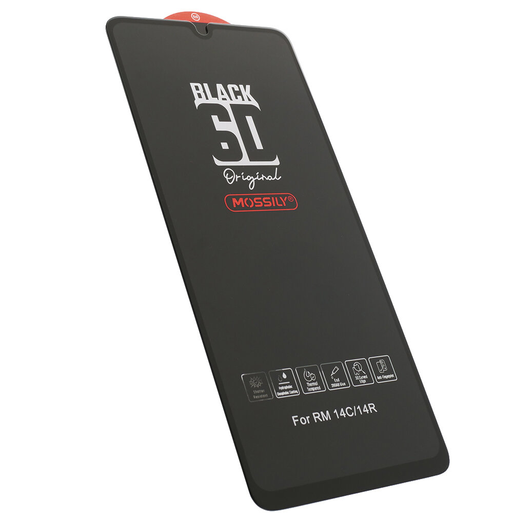 Защитное стекло 9H Black для Xiaomi Redmi 14C, черное т/у