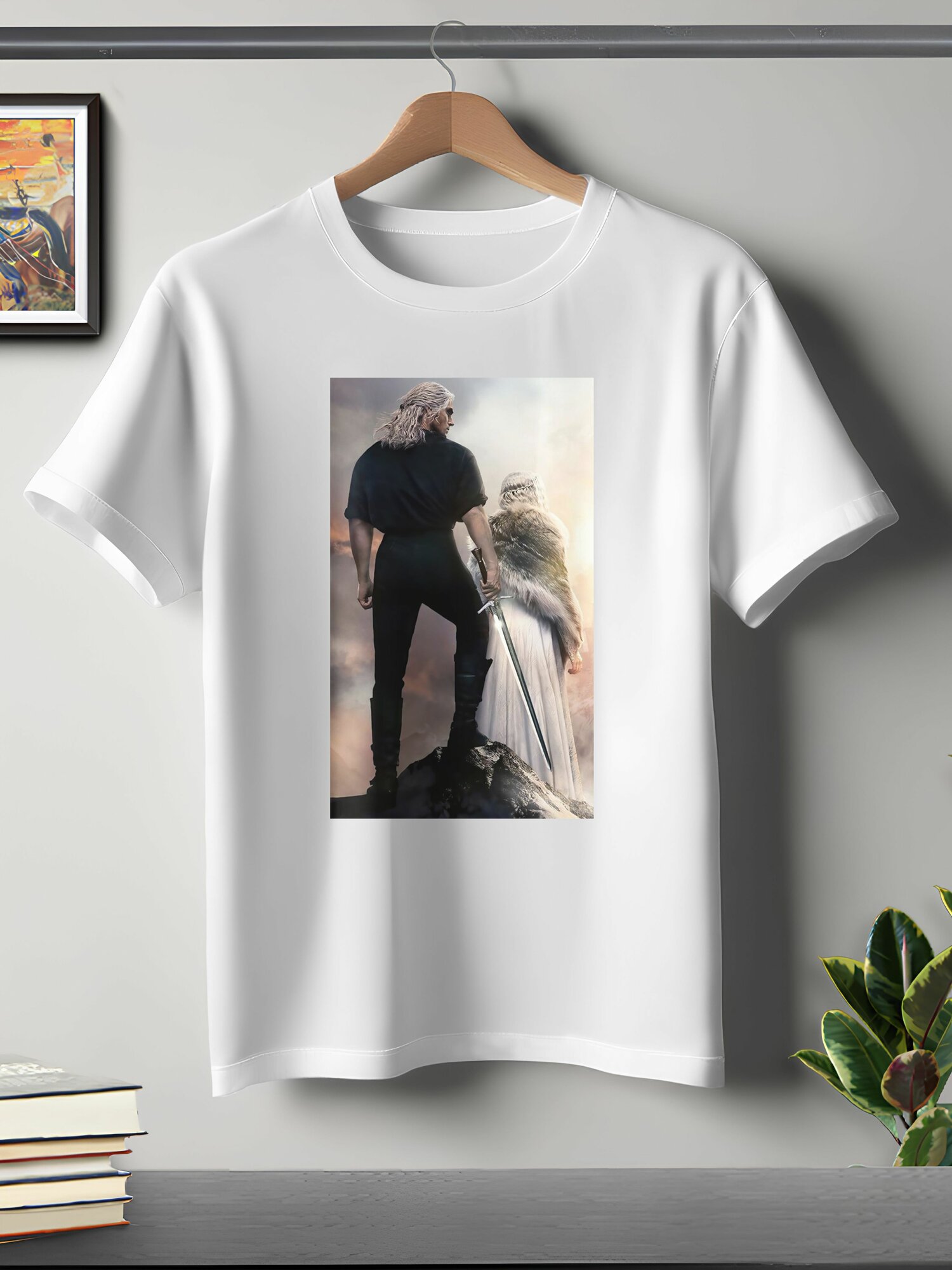 Футболка ONEQ унисекс 56-58 (3XL) размер с принтом Ведьмак, белая