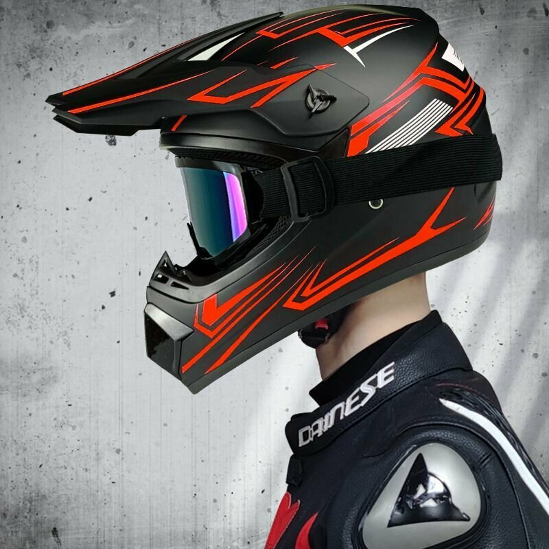 Внедорожный мотоциклетный шлем, 1 ветрозащитные очки в подарок, унисекс, стандарт DOT