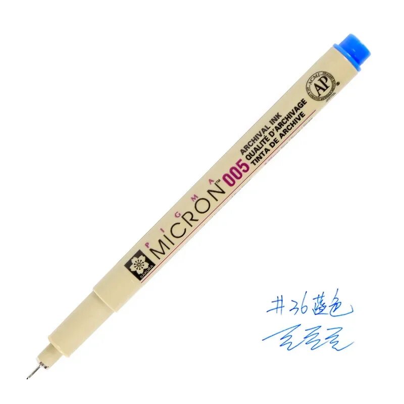 Маркеры Sakura Micron 0.25мм 0.45мм 005 blue