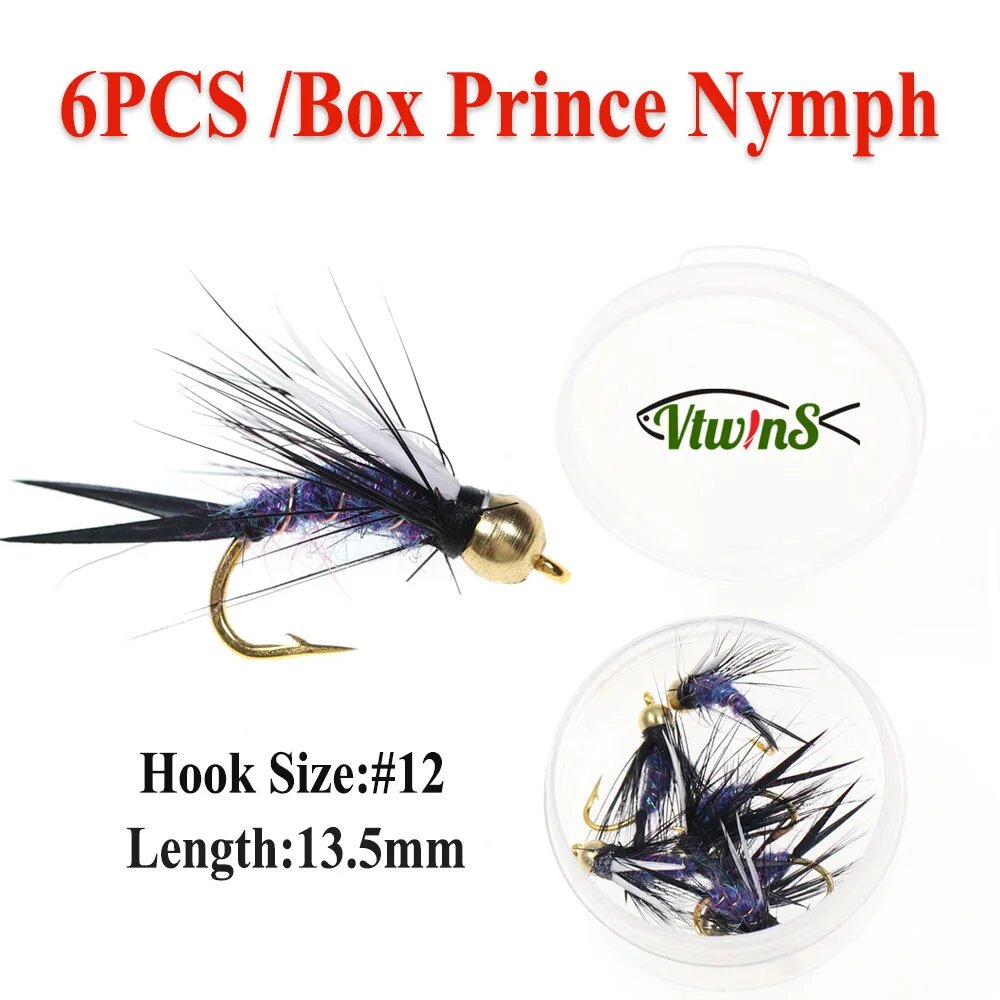 Vtwins, психофиолетовый принц, Нимфа, бубенчик, сумасшедший принц, Нимфа-член для Чешской Европейской Нимфы, мухи для рыбалки форели, серолинг